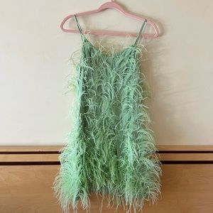 cult gaia | Dresses | Cult Gaia Zariah Green Feather Mini Dress | Poshmark